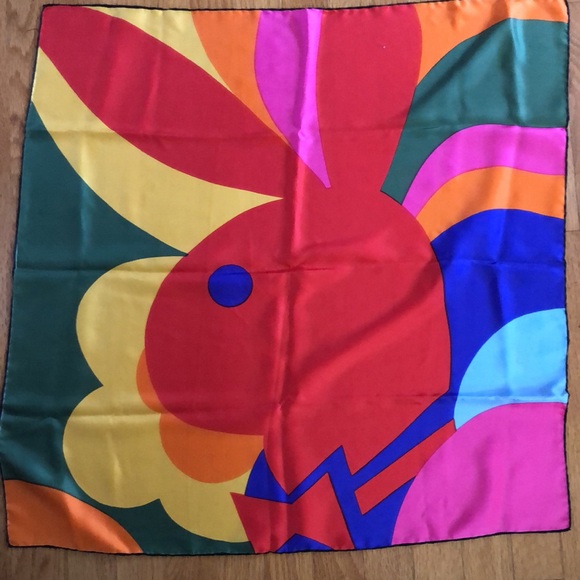 PLAYBOY | Accessories | Rare 97s Playboy Italian Silk Square Scarf ...